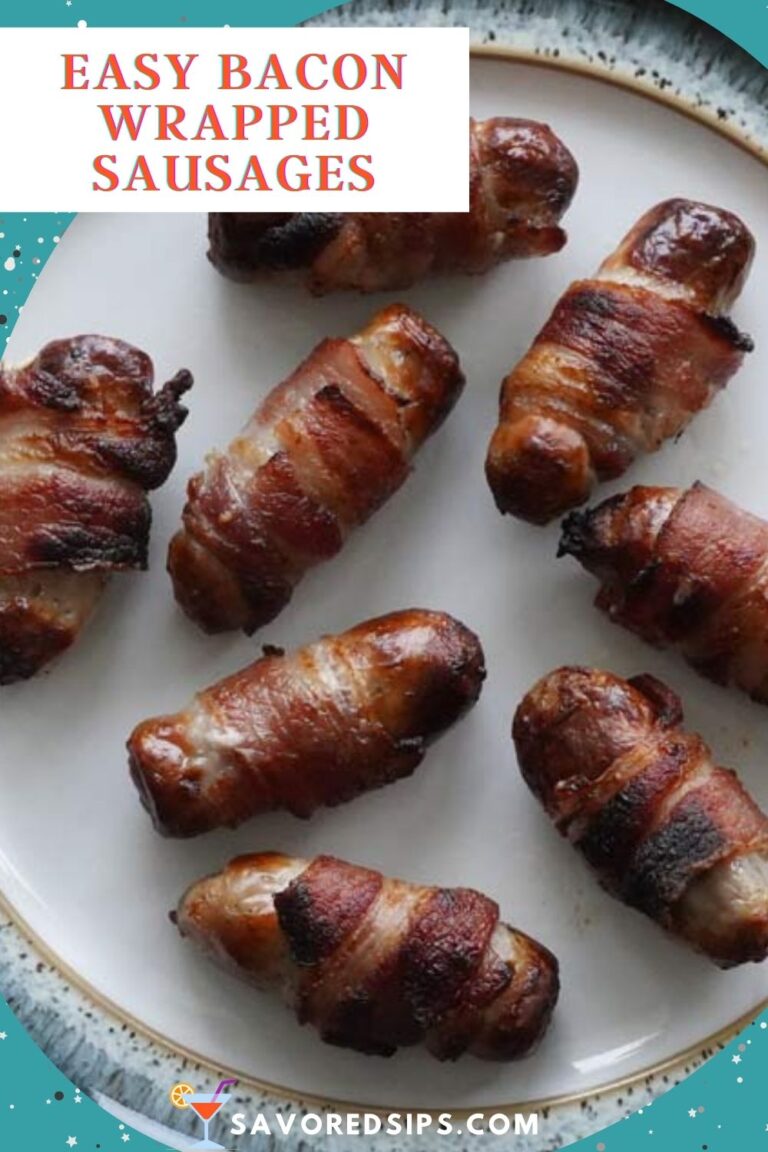 Easy Bacon Wrapped Sausages - Savored Sips