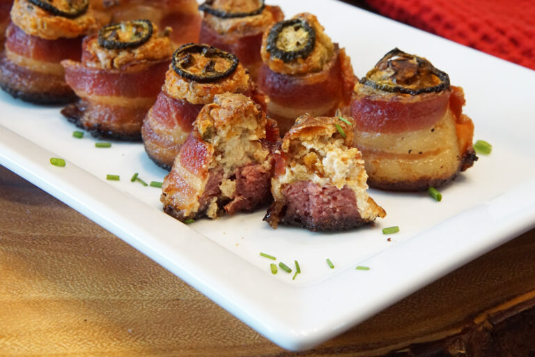 Baked Pig Shots (Bacon Wrapped Sausage) - Savored Sips