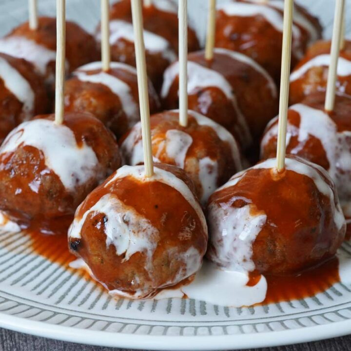 Buffalo Chicken Meatballs - Savored Sips
