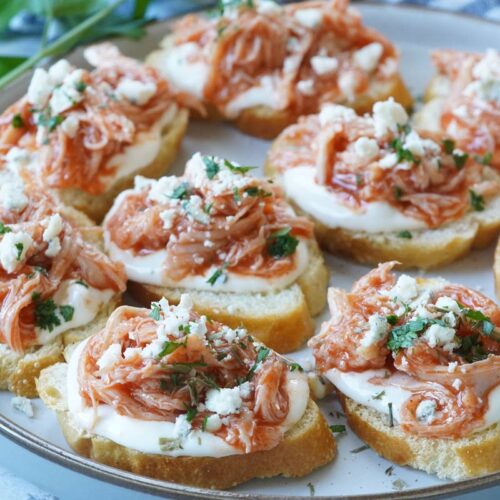 Buffalo Chicken Crostini - Savored Sips