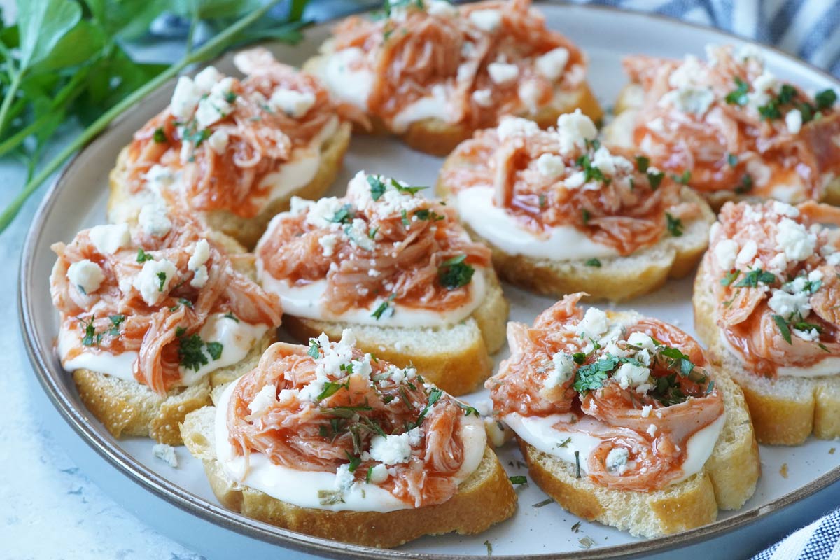 Buffalo Chicken Crostini - Savored Sips