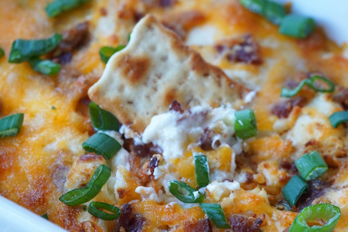 Hot Bacon Cheddar Ranch Dip - Savored Sips