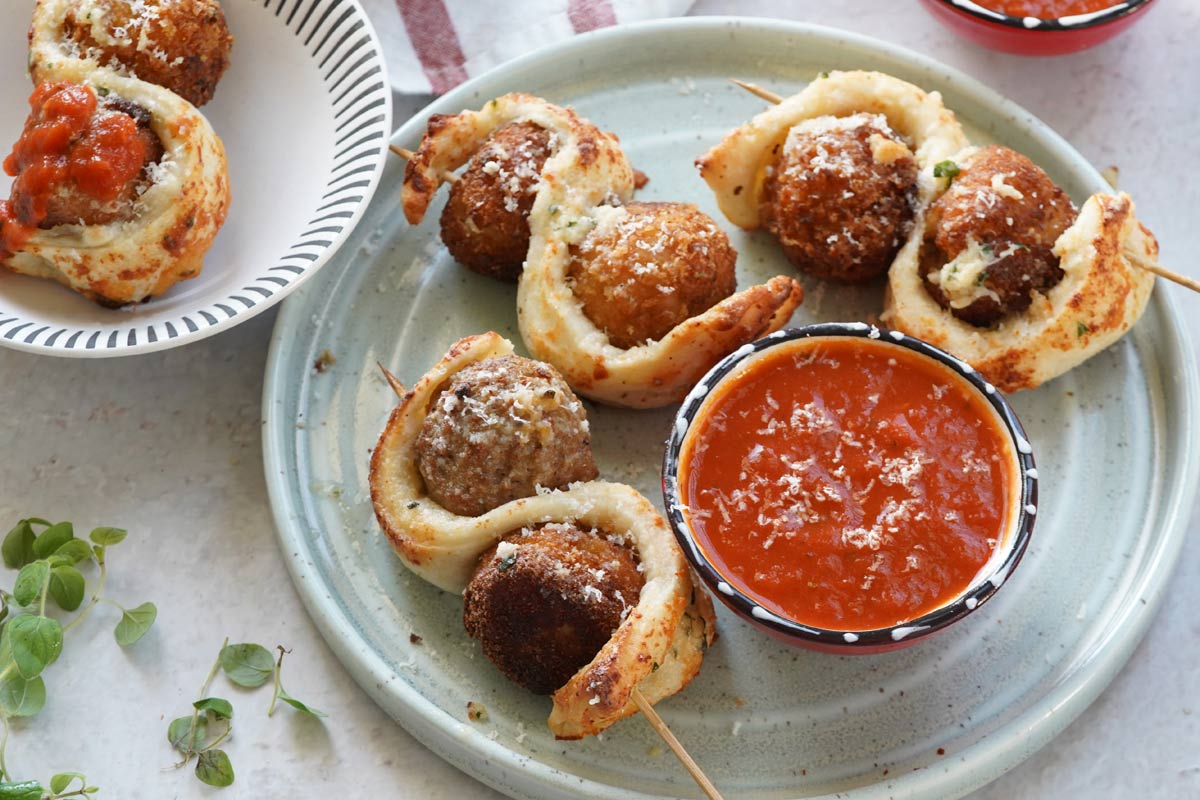 Garlic Bread Meatball Skewers - Savored Sips
