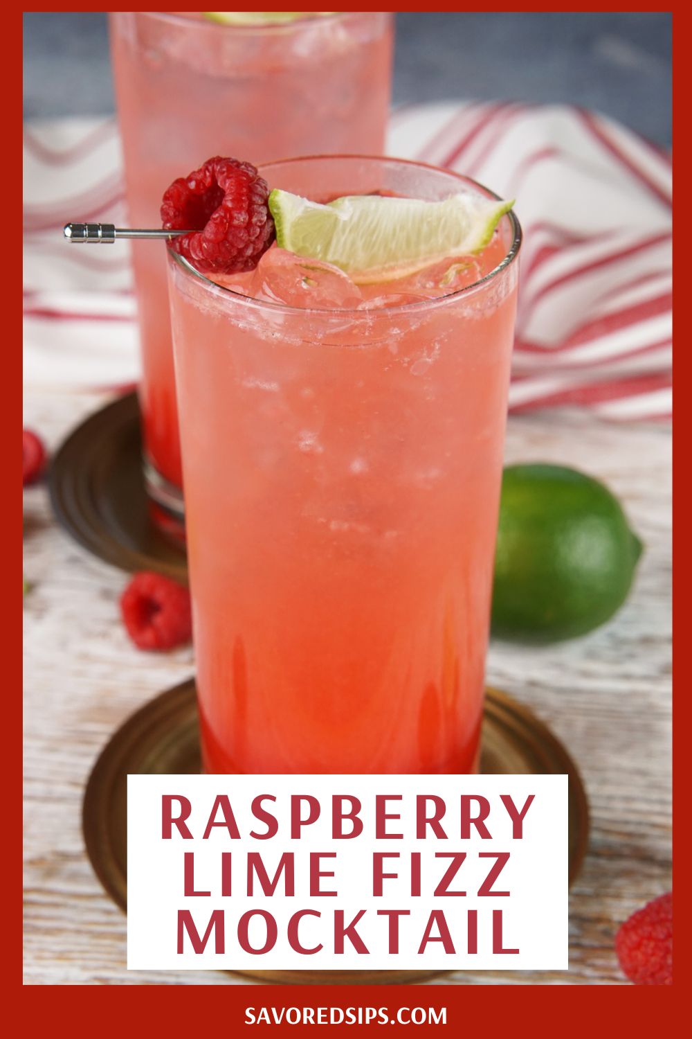 Raspberry Lime Fizz Mocktail - Savored Sips