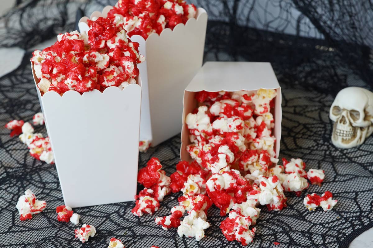Blood Red Candy Popcorn - Savored Sips