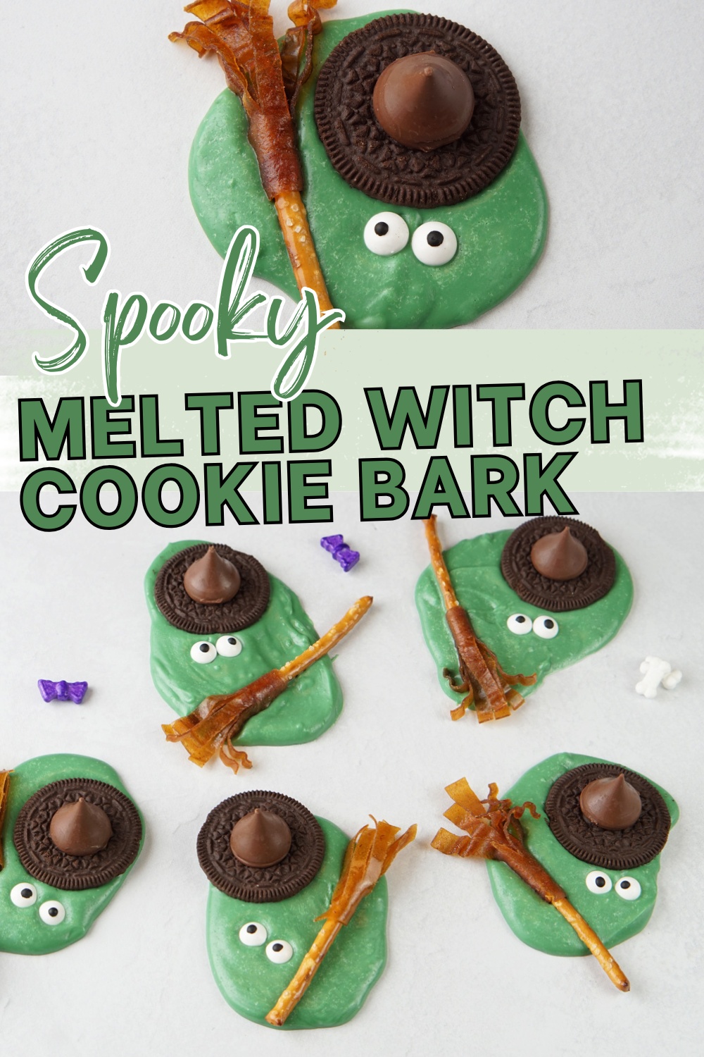 Spooky Melted Witch Cookie Bark - Savored Sips