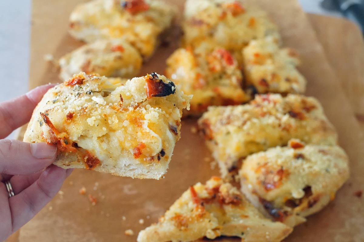 Grilled Cheese Roasted Tomato Focaccia Bread - Savored Sips