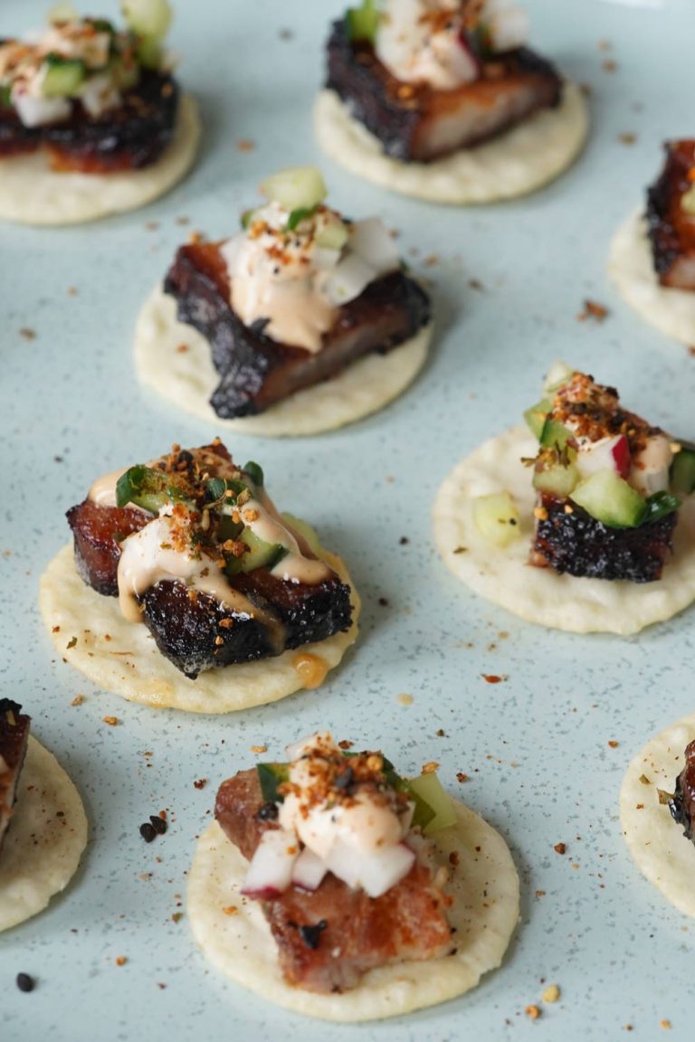 Caramelized Pork Belly Crackers - Savored Sips